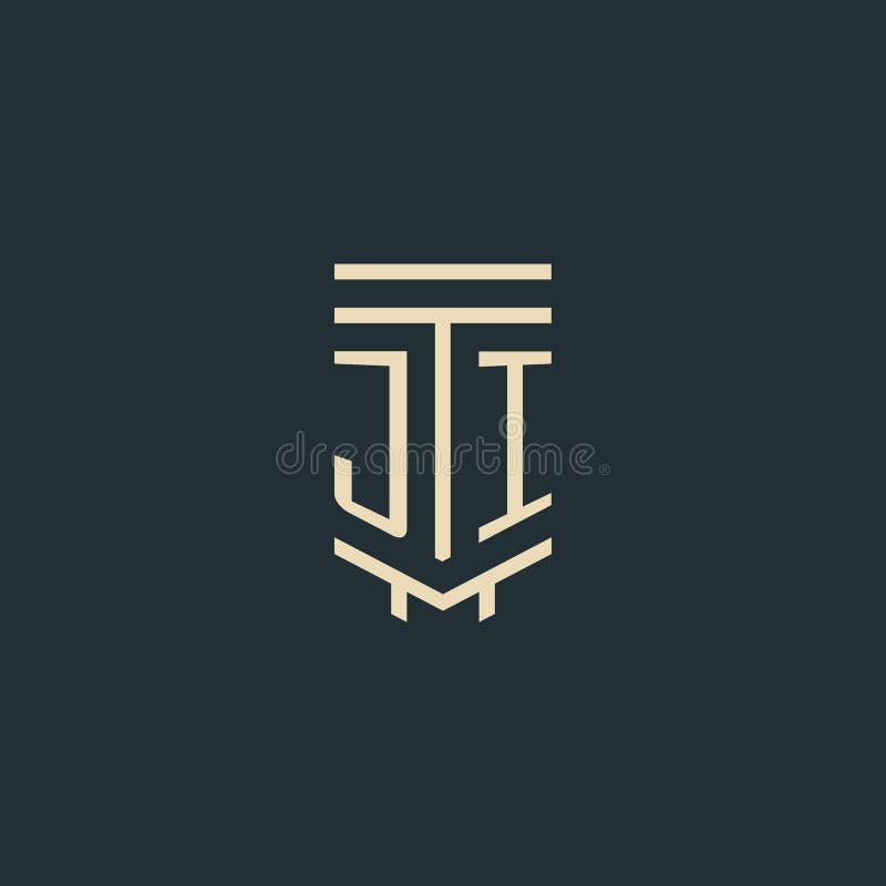 JI Initial Monogram with Simple Line Art Pillar Logo Designs Stock ...