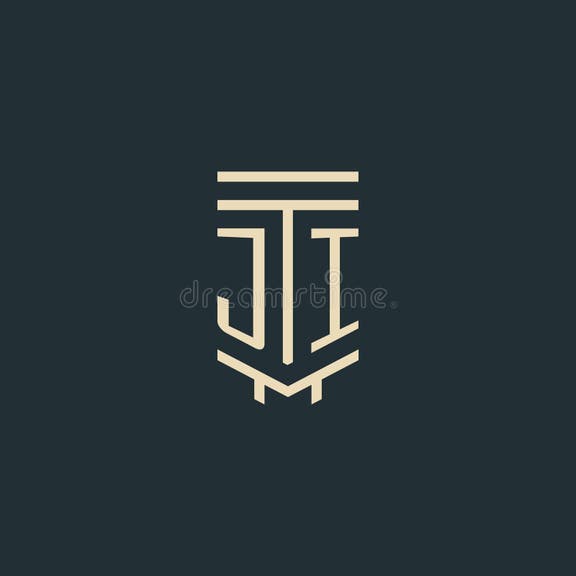 JI Initial Monogram with Simple Line Art Pillar Logo Designs Stock ...