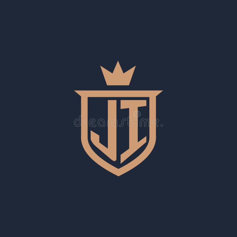 JI Monogram Initial Logo with Shield and Crown Style Stock Illustration ...