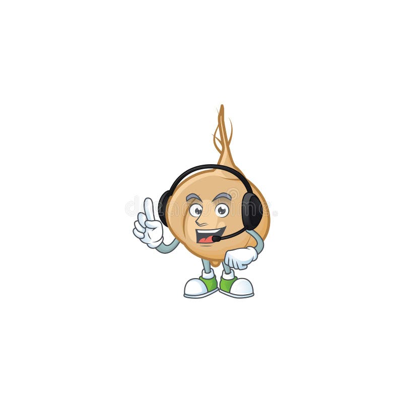 Jicama Cute Cartoon Character Design with Headphone Stock Vector ...