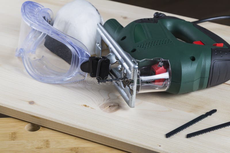Jig saw tools on a bench stock photo. Image of home, jigsaw - 96444756