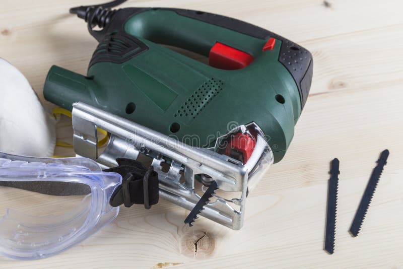Jig saw on a workbench stock image. Image of wooden, worker - 96444135