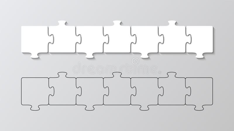 Jigsaw Business Chain Infographic Solid and Outline. Puzzle ...