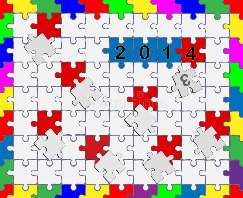 6 Jigsaw Drop-down Puzzle 2013- 2014 - Your Text Stock Illustration ...
