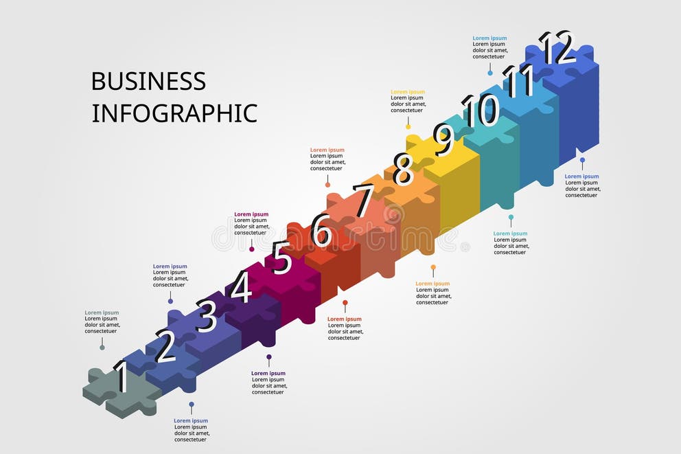 Jigsaw Graph Ladder Chart Template for Infographic for Presentation for ...