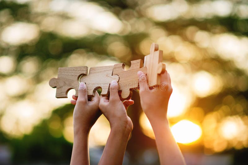 Jigsaw and Hands Combine the Power of Unity, Teamwork, Teamwork Stock ...