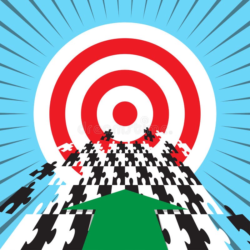 Jigsaw Path To Target stock illustration. Illustration of success ...
