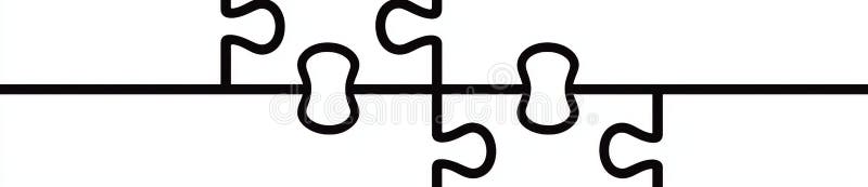 Jigsaw Pieces Connected by One Line Drawing. Modern Isolated on White ...