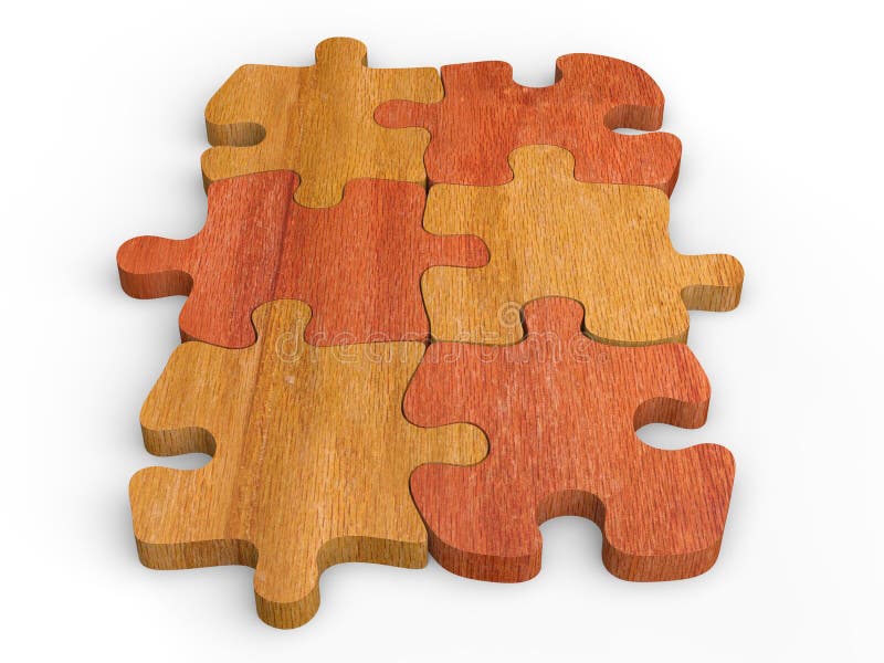 Jigsaw Pieces Fit Together - Wooden Stock Illustration - Illustration ...