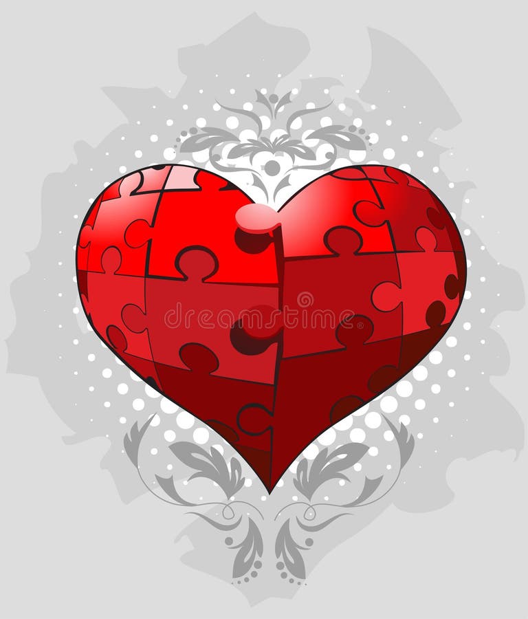 Jigsaw pieces heart Vector stock vector. Illustration of valentine ...