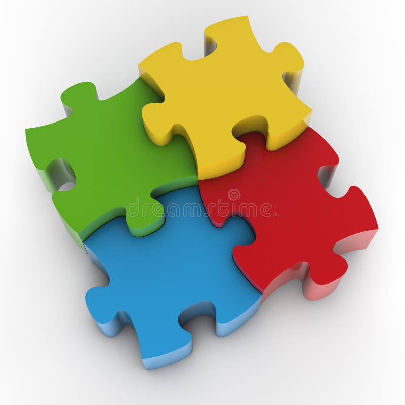 Solved Puzzle from Blue, Red, Green and Yellow Pie Stock Illustration ...