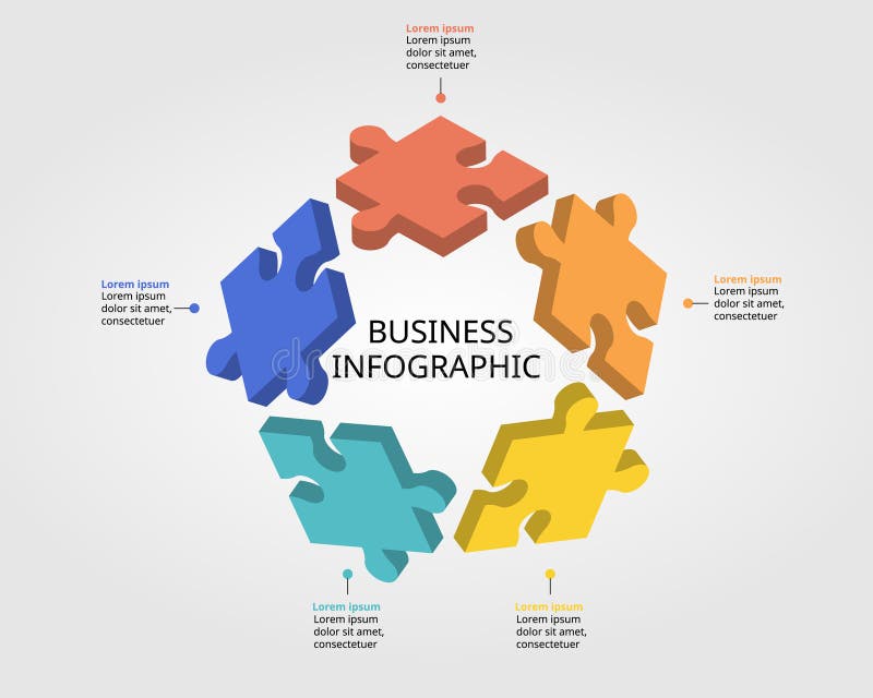 Jigsaw Puzzle Connection Template for Infographic for Presentation for ...