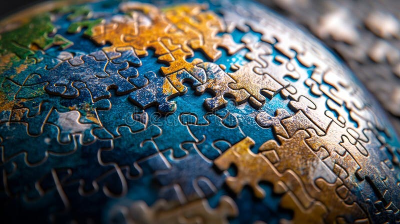 A Jigsaw Puzzle Depicts an Earth-shaped Globe Representing Global ...