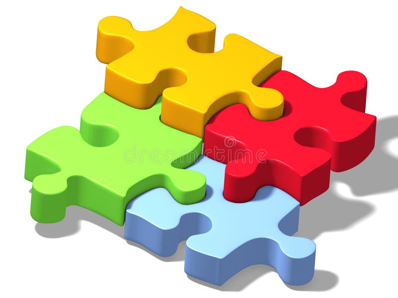 Jigsaw puzzle four color stock illustration. Illustration of connection ...