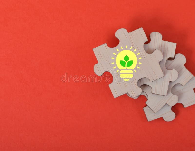 Jigsaw Puzzle with Green Energy Symbol. Energy Conservation Concept ...
