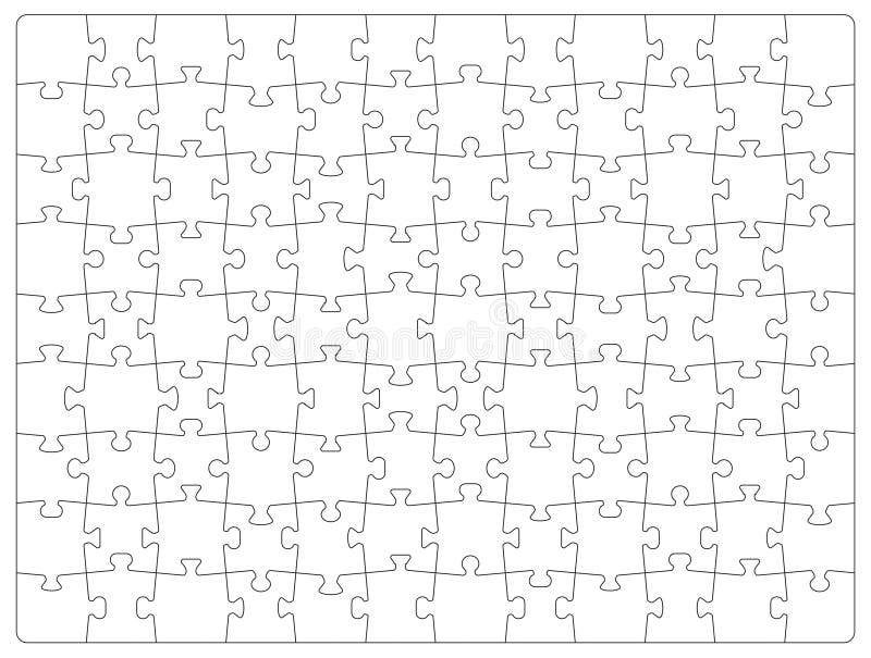 Jigsaw Puzzle Grid Template, Blank White Pieces Stock Illustration ...