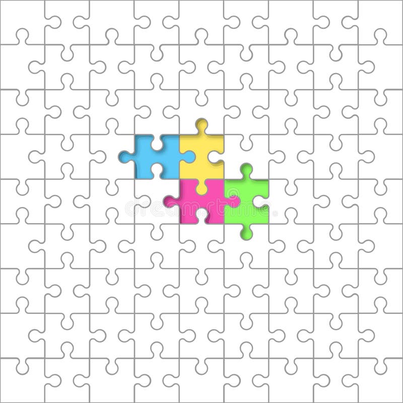 Jigsaw Puzzle Grid Template. Vector Stock Vector - Illustration of ...