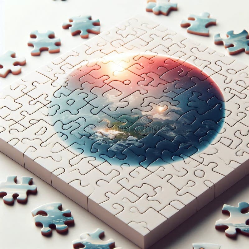 Jigsaw Puzzle Pieces with Image of Earth Stock Illustration ...