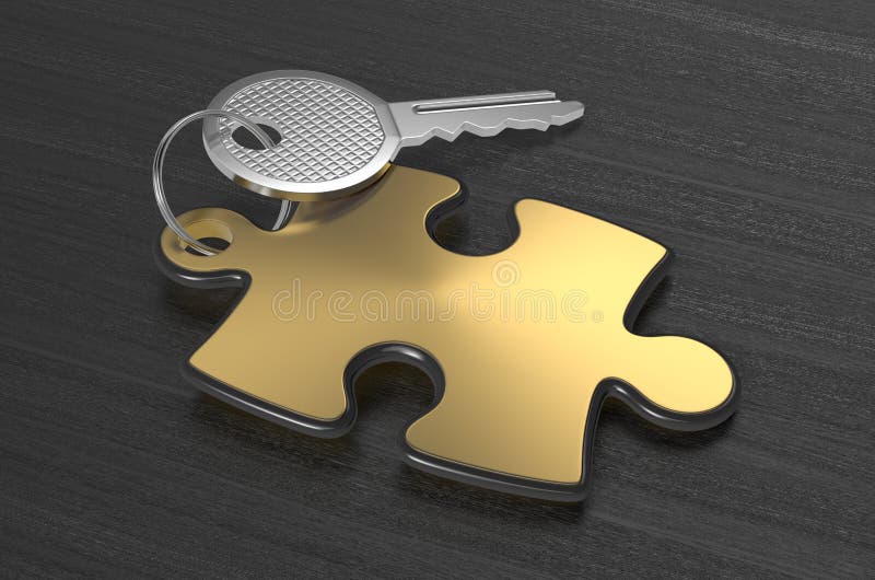 Jigsaw puzzle with a key stock illustration. Illustration of solve ...