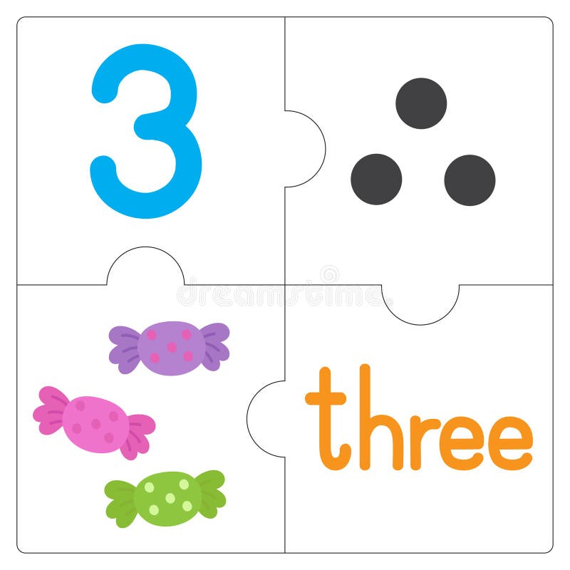 The jigsaw puzzle number-3 stock vector. Illustration of kids - 112334311