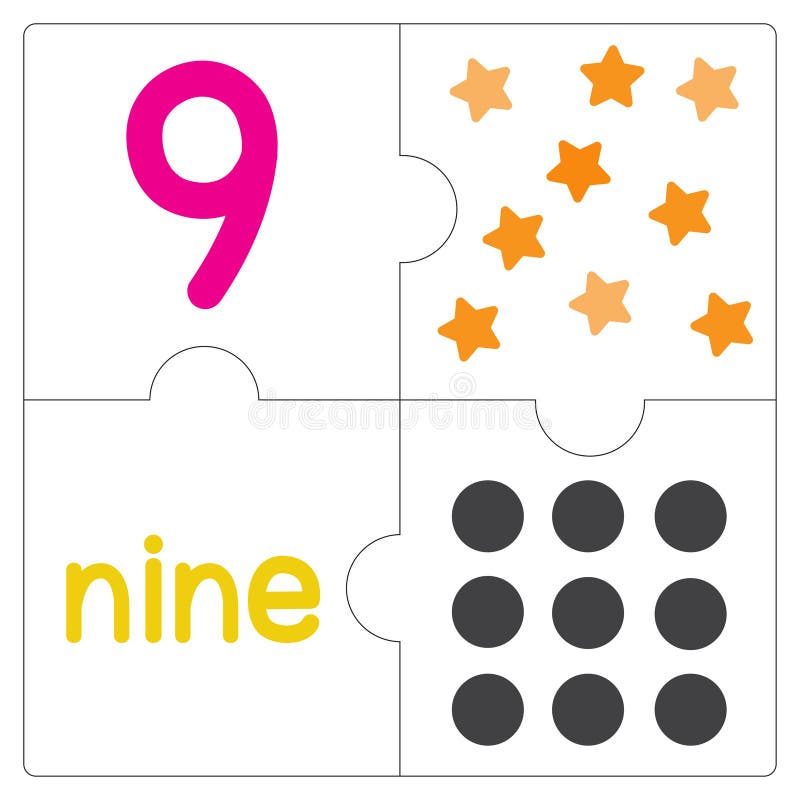The jigsaw puzzle number-9 stock vector. Illustration of colorful ...