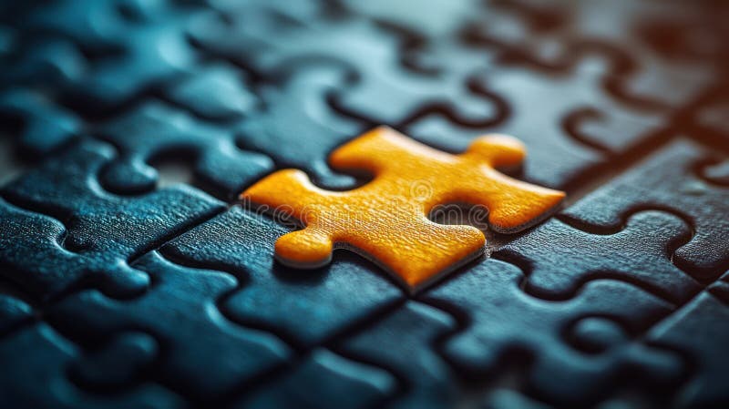 Jigsaw Puzzle with One Final Orange Piece almost Complete, Showcasing ...