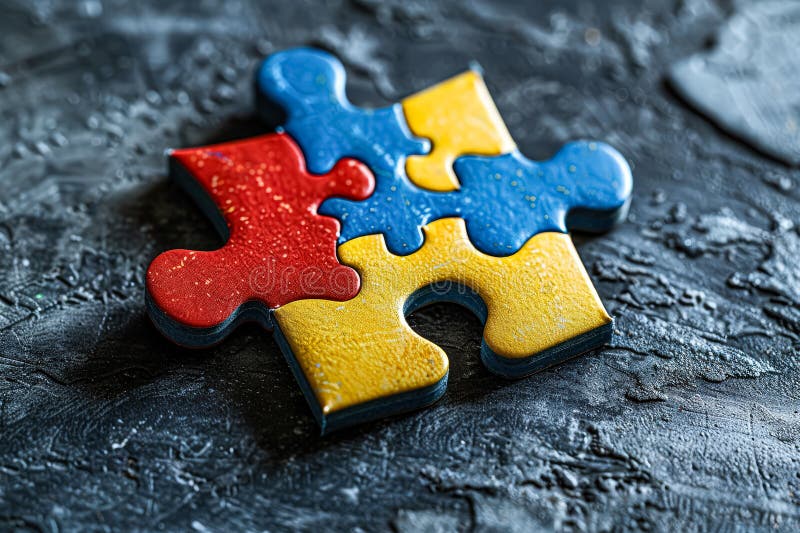 Jigsaw Puzzle Piece with a Blue, Yellow, and Red Border Stock Photo ...