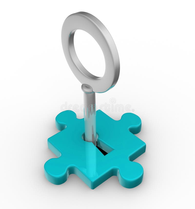 Lock, key and puzzle piece stock illustration. Illustration of mosaic ...