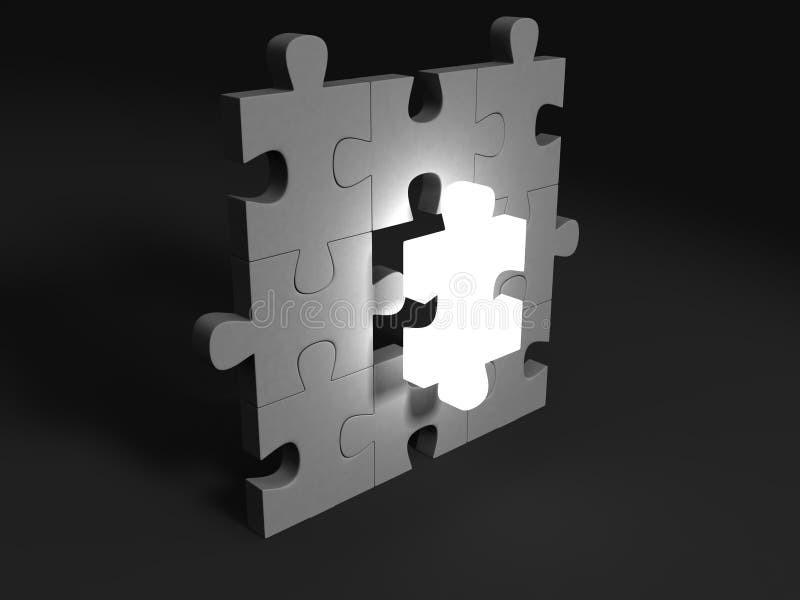 Jigsaw Puzzle Piece Lights in the Dark Stock Photo - Image of close ...