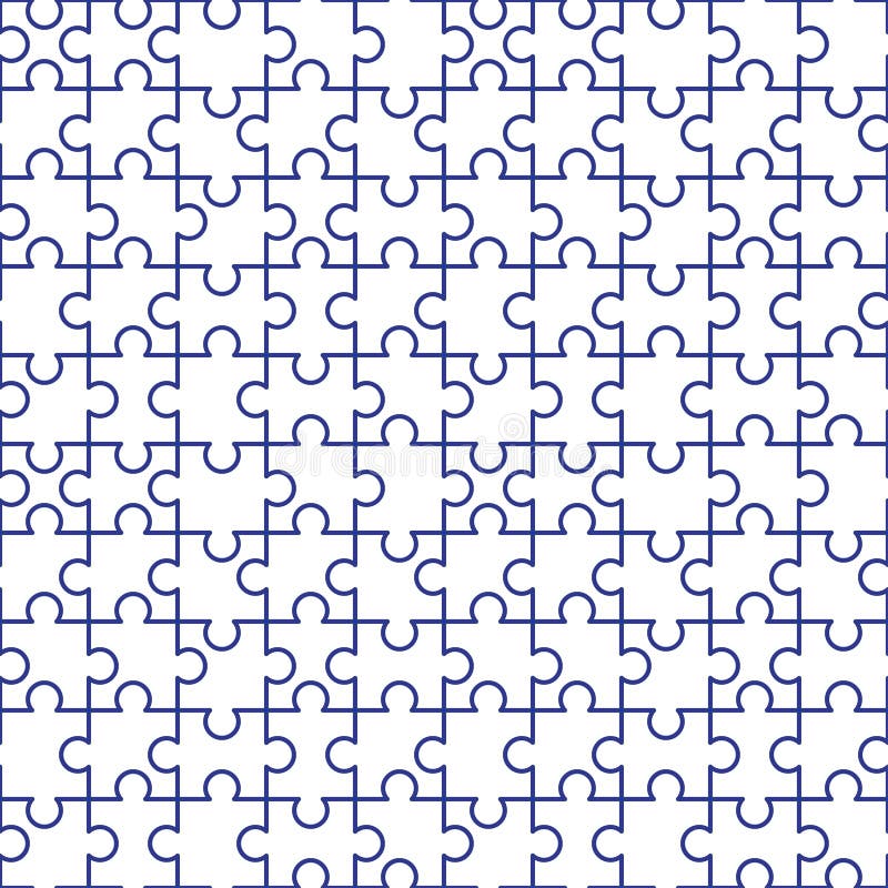 Jigsaw Puzzle. Puzzle Pieces, Blue Grid on Separated White Background ...