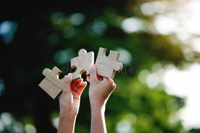 Puzzle Pieces of Cooperation and Teamwork Aim for Great Success in Work ...