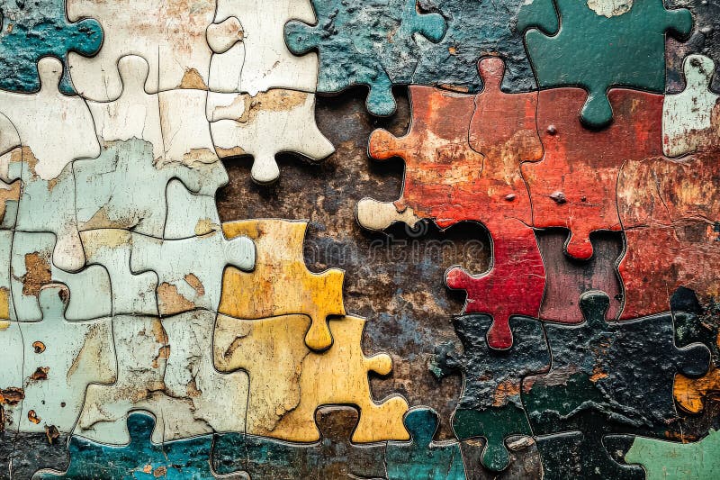 Jigsaw Puzzle with Pieces of Different Colors and Sizes Stock Image ...