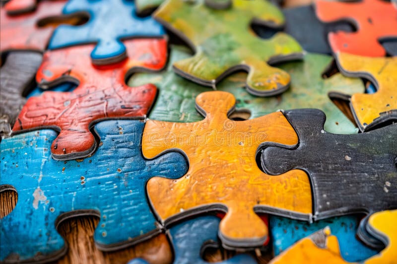 A Jigsaw Puzzle with Pieces of Different Colors and Sizes. Generative ...