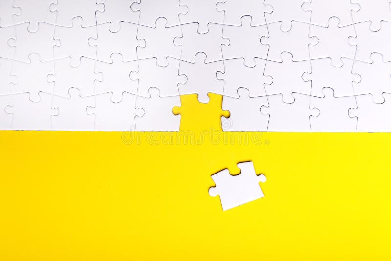 Disrupted Row of White Jigsaw Puzzle Pieces with Missing Link Stock ...