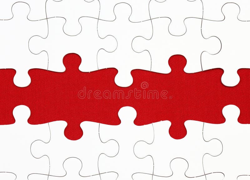 Jigsaw Puzzle on Red Background Stock Illustration - Illustration of ...