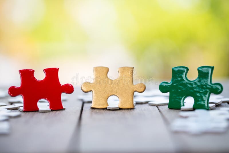 Jigsaw Puzzle and Represent Team Support and Help Concept. Business ...