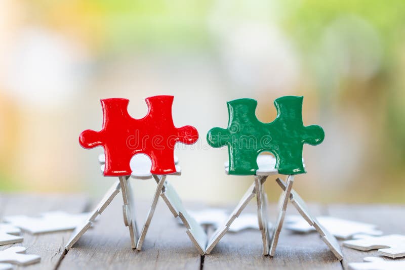 Jigsaw Puzzle and Represent Team Support and Help Concept. Business ...