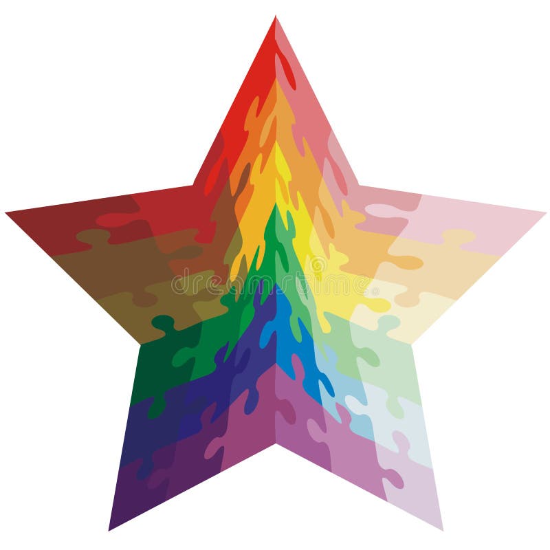 Jigsaw Puzzle Shape of a Star Shaped, Colors Stock Vector ...