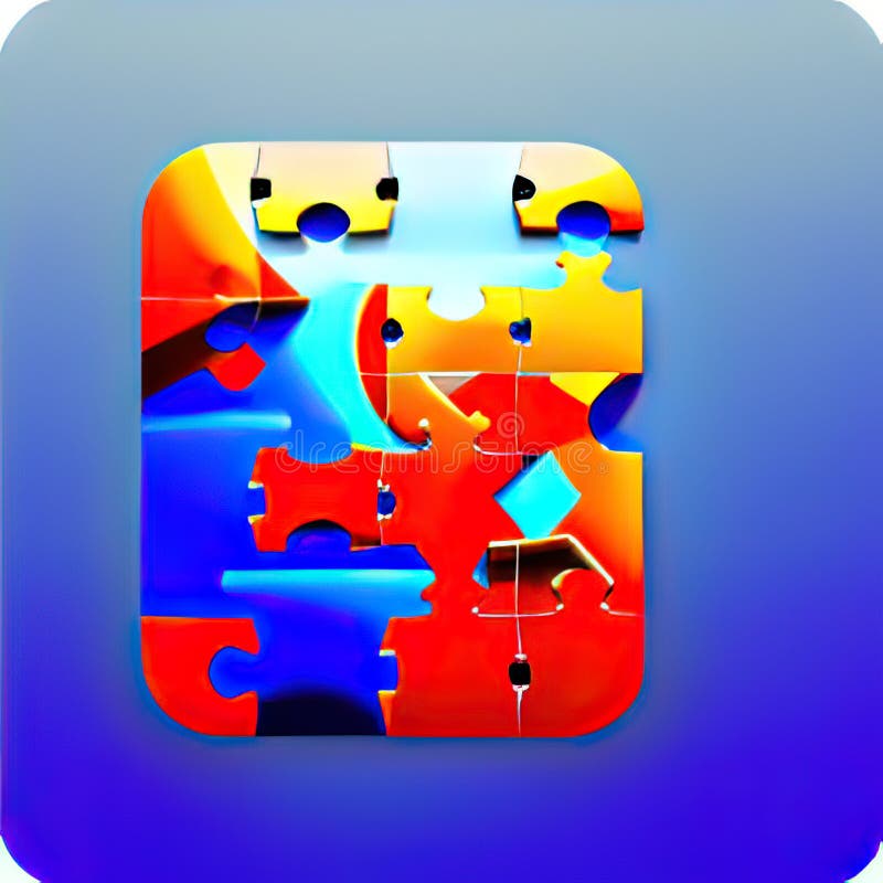 Jigsaw Puzzle Software App Style Icon. Generative AI. Stock ...
