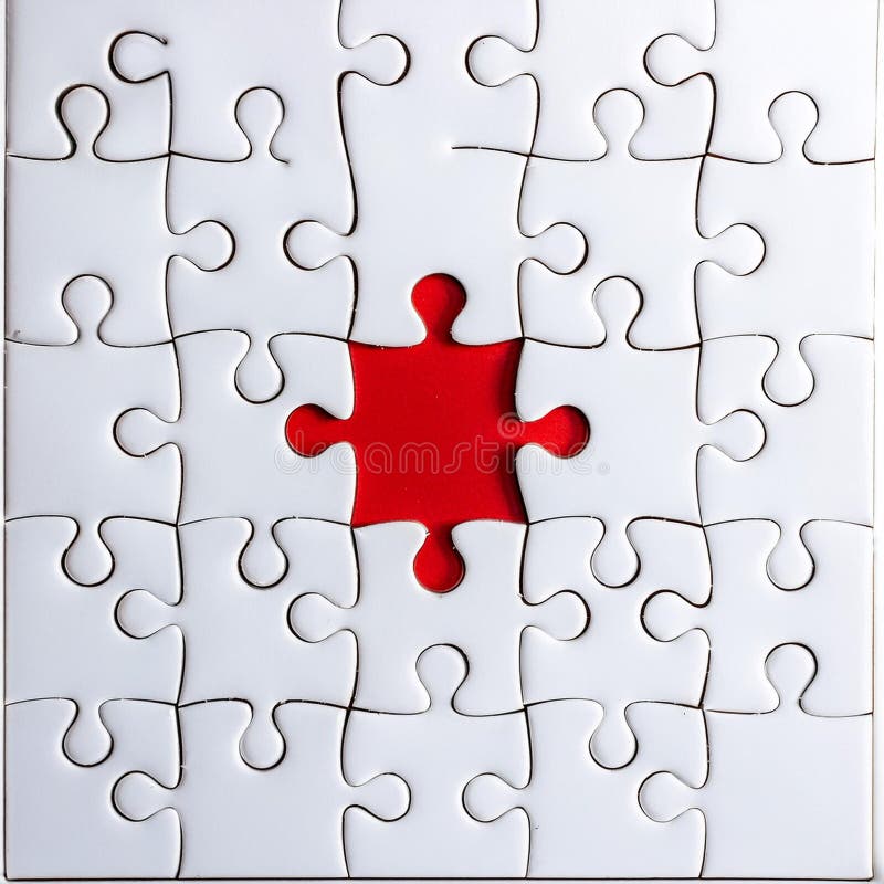 Jigsaw Puzzle with Solid White Pieces and Missing in the Middle with ...
