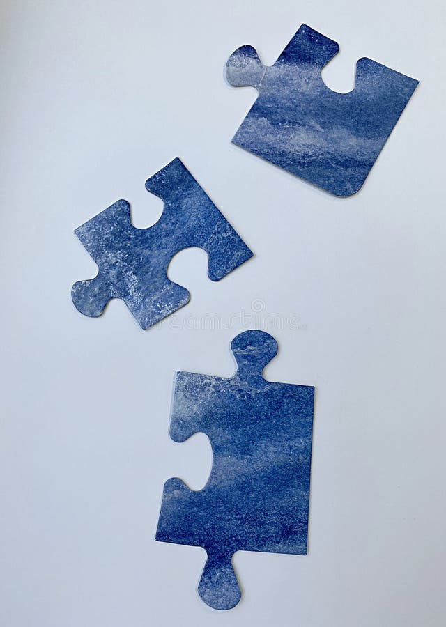 Jigsaw Puzzle Teamwork Concept Disassembled on Blue Background Stock ...
