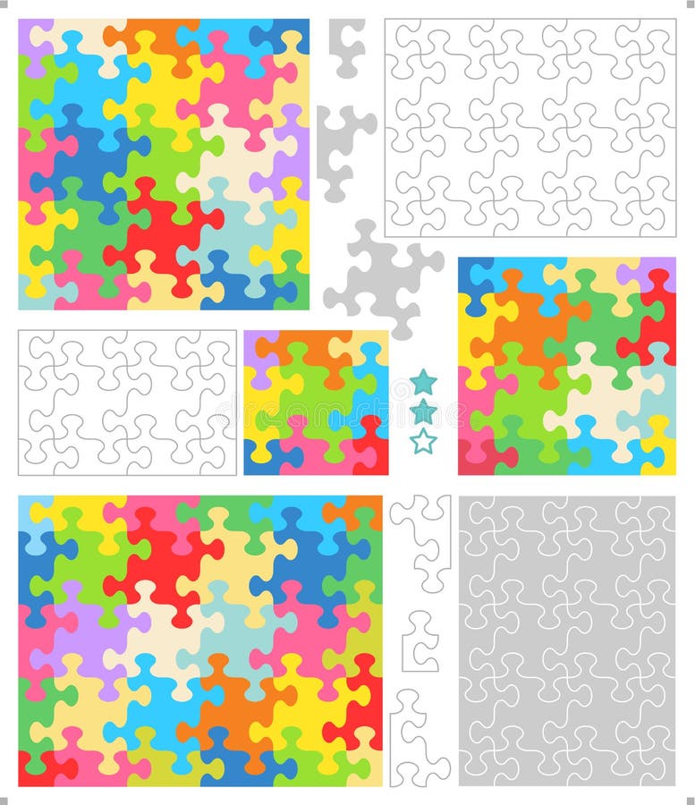Jigsaw Puzzle Blank Templates, Colorful Patterns Stock Vector ...