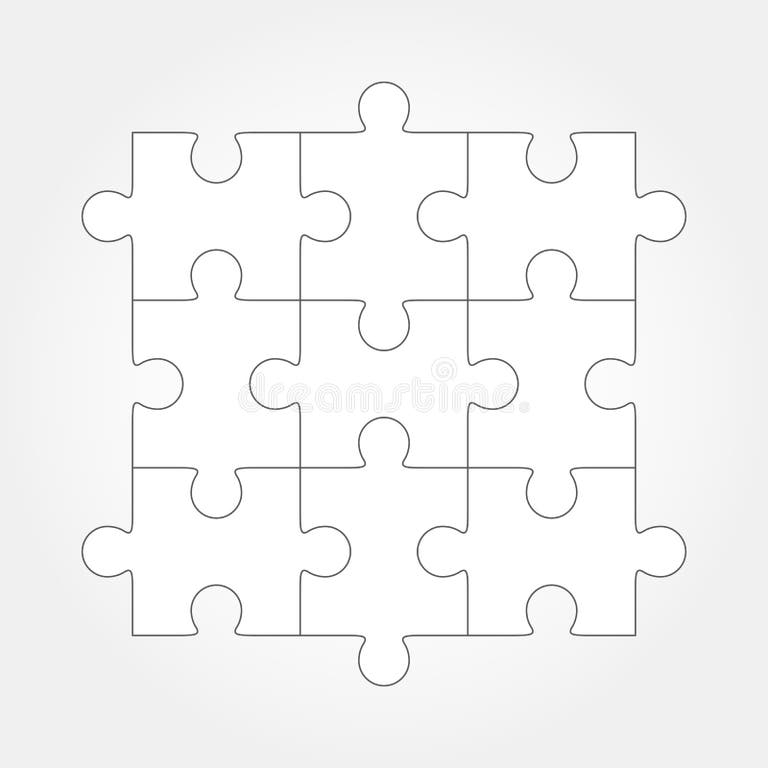 Jigsaw Puzzle Vector, Nine Pieces Stock Vector - Illustration of flat ...