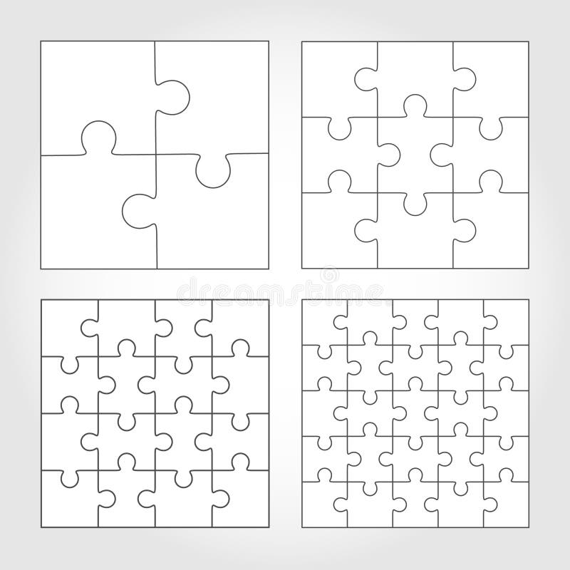 Jigsaw Puzzle Vector Flat Templates Set Stock Vector - Illustration of ...