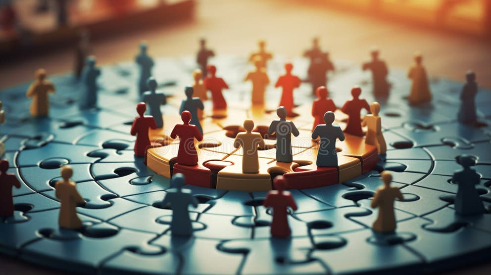 Jigsaw Puzzles, Unity and Teamwork Stock Illustration - Illustration of ...