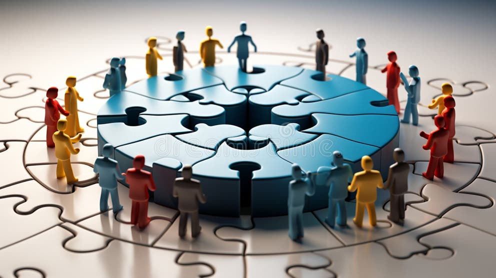 Jigsaw Puzzles, Unity and Teamwork Stock Illustration - Illustration of ...