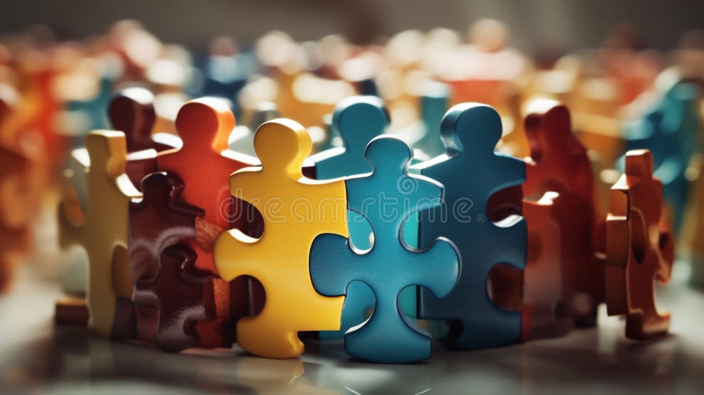 Jigsaw Puzzles, Unity and Teamwork Stock Illustration - Illustration of ...