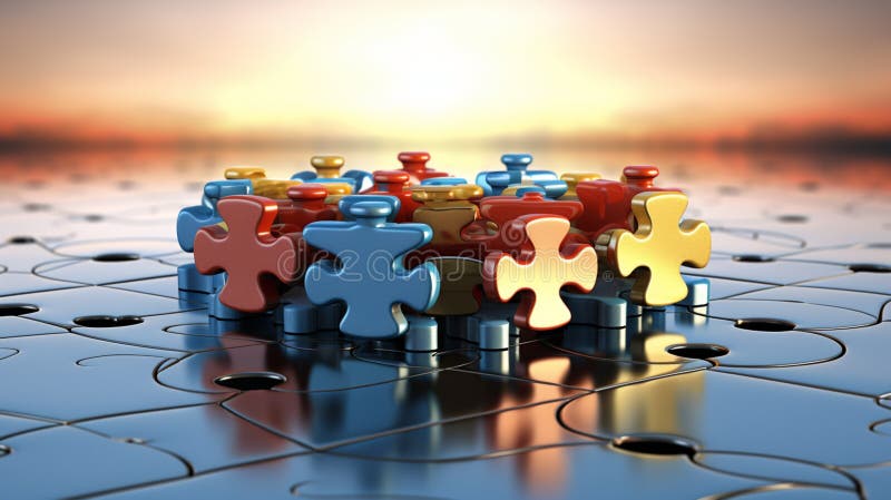 Jigsaw Puzzles, Unity and Teamwork Stock Illustration - Illustration of ...