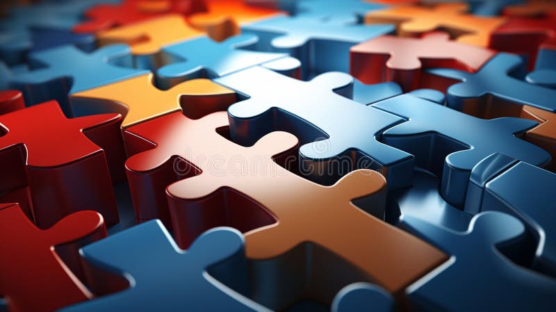 Jigsaw Puzzles, Unity and Teamwork Stock Illustration - Illustration of ...