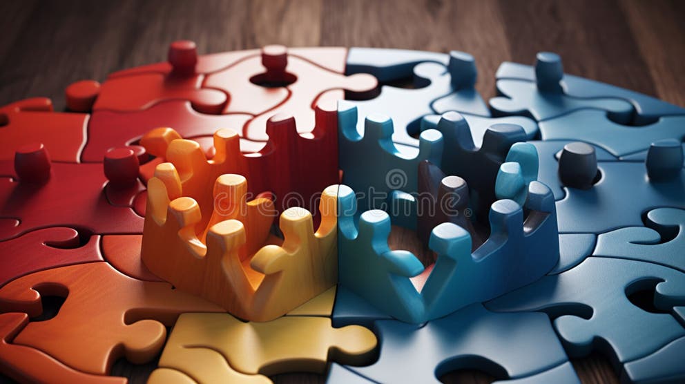 Jigsaw Puzzles, Unity and Teamwork Stock Illustration - Illustration of ...